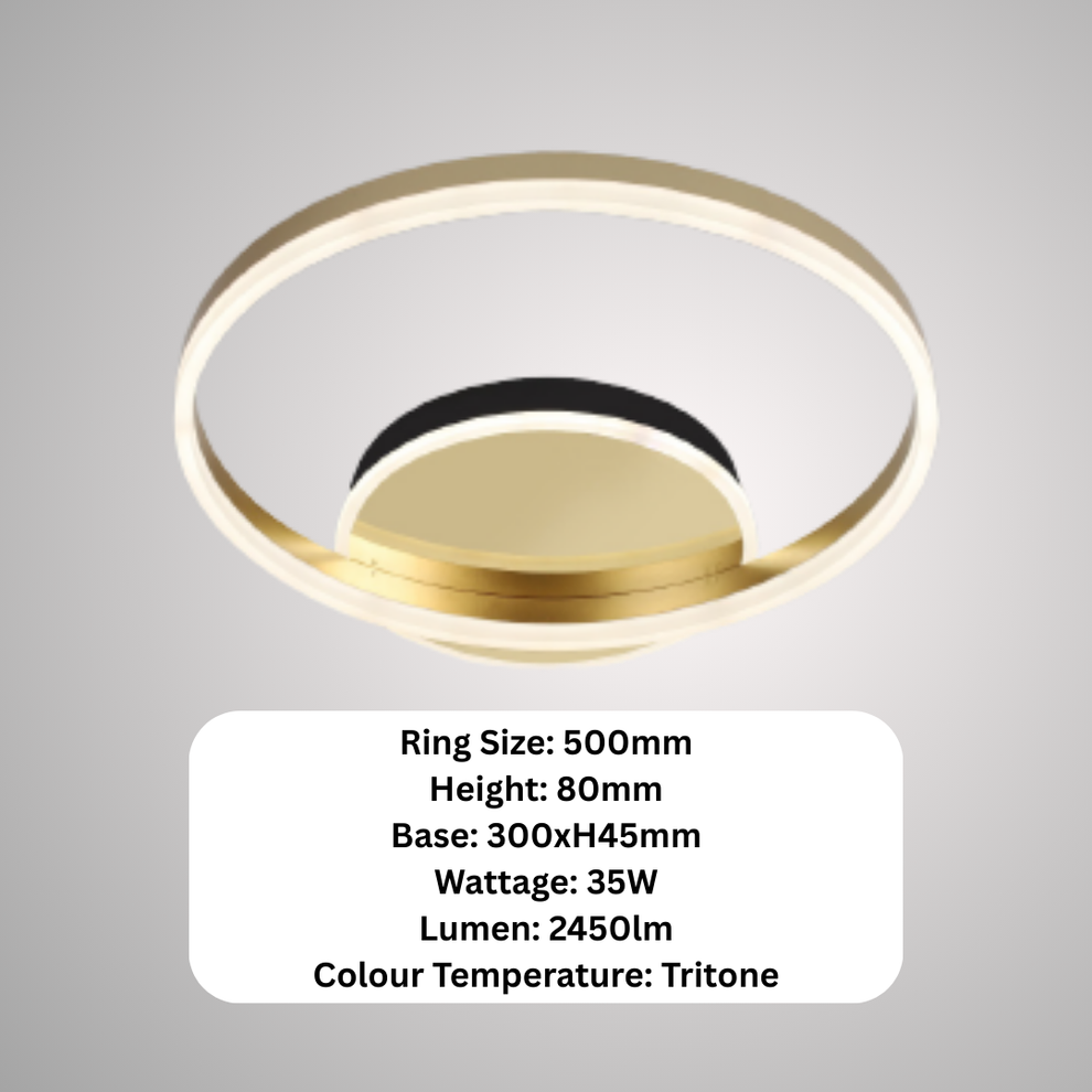 Premium Gold Luxurious LED ceiling light Single Ring Dual Ring – 4HOME