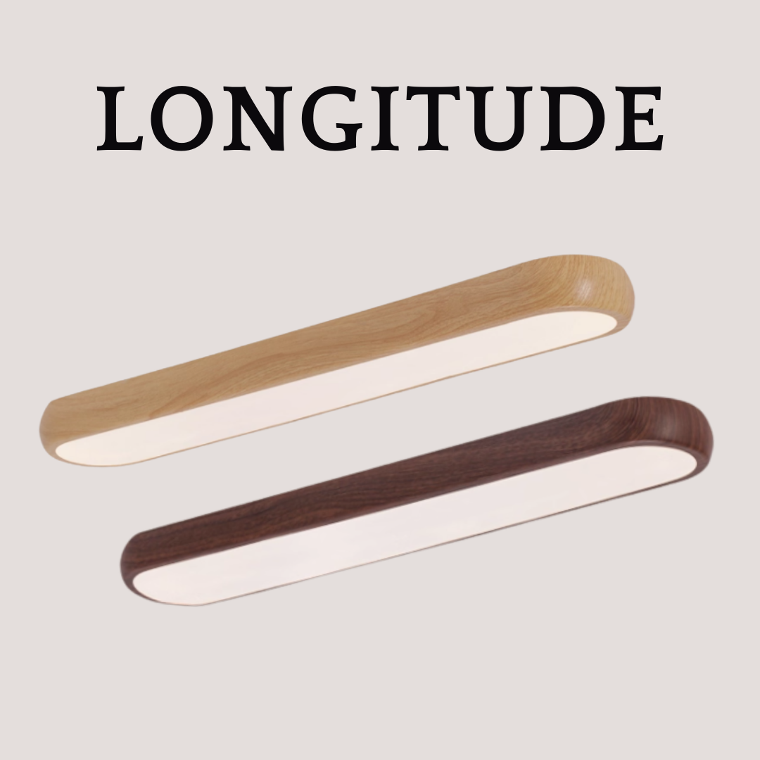 Longitude Japanese Wood Print Oval Shaped Linear LED Ceiling Light ...